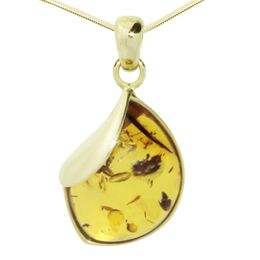 OSTSEE-SCHMUCK Damen Kette und Anh&auml;nger Set "- Jula 29 mm - Gold 333/000 - Bernstein", 45, gold, Gelbgold 333, Schmuck_Sets