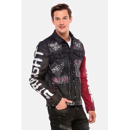 Cipo & Baxx CIPO & BAXX Herren Jeansjacke "Jacke", schwarz, Gr. S, unifarben, Stoff, 98% Baumwolle 2% Elasthan, Jacken, mit Knopfleiste, CJ248