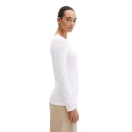 Marc O'Polo MARC O'POLO Damen Langarmshirt "aus Rippjersey", wei&szlig;, Basic, Gr. XXL, unifarben, Obermaterial: 64% Lyocell, 31% Baumwolle, 5% Elasthan, Shirts