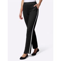 Damen Schlupfhose, schwarz, Gr. 56, gemustert, mehrfarbig, unifarben, 100% Baumwolle, Hosen