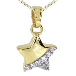 OSTSEE-SCHMUCK Damen Kette und Anh&auml;nger Set "- Stern - Gold 333/000 - Zirkonia", 42, gold, Gelbgold 333, Schmuck_Sets