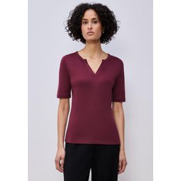 Rundhalsshirt Street One, Damen, Gr. 36, truffle rot, Web, 50% Baumwolle, 50% Modal, unifarben, normal normal, Rundhals, abgesteppt, Shirts Rundhalsshirt, Jersey