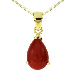 OSTSEE-SCHMUCK Damen Kette und Anh&auml;nger Set "- Meret - Gold 333/000 - Koralle", 50, gold, Gelbgold 333, Schmuck_Sets