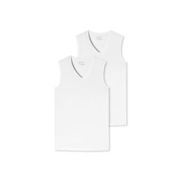 Schiesser Herren Unterhemd "T-Shirt 2er Pack", Gr. M, wei&szlig;, Obermaterial: 95% Baumwolle CO. 5% Elasthan EL., Unterhemden