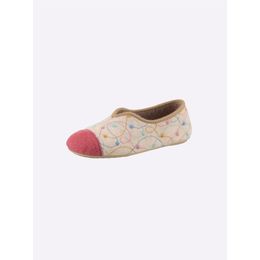 Damen Hausschuh, Gr. 36, beige, Textil, Schuhe