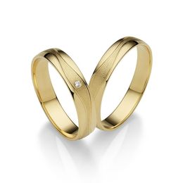 Firetti Damen Trauring "Schmuck Geschenk Gold 375 Hochzeit Ehering "LIEBE"", 50, 0,01 SI = kleine Einschl&uuml;sse mit Brillant, Gelbgold 375, 4mm, gold,