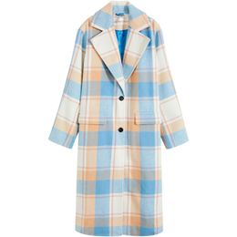 bonprix Damen Langmantel "Oversize-Mantel n Wolloptik", blau, Gr. 42, mehrfarbig, Obermaterial: 100% Polyester, M&auml;ntel, Oversize-Passform, mit
