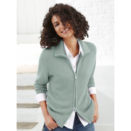 Casual Looks Damen Strickjacke, gr&uuml;n, Gr. 38, unifarben, 50% Baumwolle, 50% Polyacryl, Strickjacken