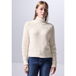 Damen Strickpullover, wei&szlig;, Gr. 40, STREET ONE STUDIO, unifarben, Web, 60% Baumwolle, 40% Polyacryl, Pullover, im soften Baumwoll-Mix