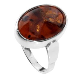 OSTSEE-SCHMUCK Damen Fingerring "- Ulana - Silber 925/000 - Bernstein", 52, silber, Fingerringe