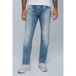CAMP DAVID Herren Regular-fit-Jeans, blau, Gr. 38, Abriebeffekte, Denim/Jeans, Material: 98% Baumwolle, 2% Elasthan, Zusatz: Enth&auml;lt nichttextile