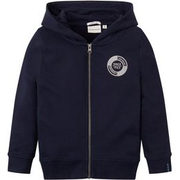 Tom Tailor Jungen Sweatjacke, blau, Gr. 104, unifarben, Obermaterial: 100% Baumwolle, Sweatjacken, mit Kapuze
