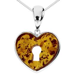 OSTSEE-SCHMUCK Damen Kette mit Anh&auml;nger "- Herz - Silber 925/000 - Bernstein", 40, Silber 925 (Sterlingsilber), silber, Silber 925 (Sterlingsilber),
