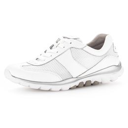 Damen Sneaker, Gabor Rollingsoft, Gr. 35, wei&szlig;, Leder, Textil, unifarben, Schuhe, mit sportlichem Mesheinsatz, Freizeitschuh, Halbschuh, Schn&uuml;rschuh