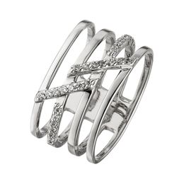 Jobo Damen Silberring, 64, Silber 925 (Sterlingsilber), silber, Silber 925 (Sterlingsilber), Fingerringe, 4-reihig breit 925 Silber mit 28 Zirkonia