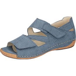 Waldl&auml;ufer WALDL&Auml;UFER Damen Sandale "HELIETT", Gr. 4,5, blau, Nubukleder, unifarben, Schuhe, Keilsandalette, Sommerschuh, Komfortschuh, Klettverschl&uuml;sse, H-Weite