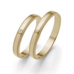 Firetti Damen Trauring "Schmuck Geschenk Gold 375 Hochzeit Ehering "LIEBE"", 53, 0,01 SI = kleine Einschl&uuml;sse mit Brillant, Gelbgold 585, 3mm, gold,