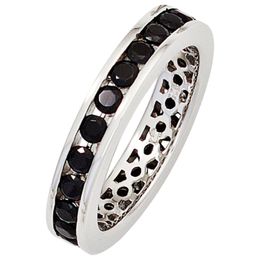 Jobo Damen Silberring, 60, Silber 925 (Sterlingsilber), silber, Silber 925 (Sterlingsilber), Fingerringe, 925 Silber mit schwarzen Zirkonia rundum