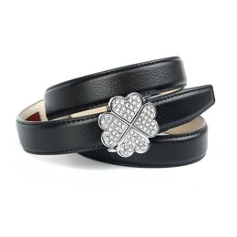 Anthoni Crown Damen Lederg&uuml;rtel, schwarz, festlich, Gr. 80, unifarben, Leder, G&uuml;rtel, mit filigraner Schlie&szlig;e in Kleeblattopik