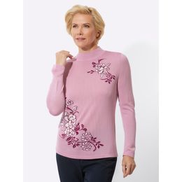 CLASSIC Damen Stehkragenpullover "Stehkragen-Pullover", rosa, Gr. 40, gebl&uuml;mt, gemustert, mehrfarbig, 100% Polyacryl, Pullover