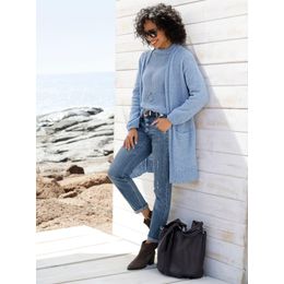 Heine Damen Strickjacke, blau, Gr. 42, unifarben, 60% Polyester, 30% Polyamid, 10% Wolle, Strickjacken