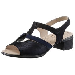 Ara Damen Sandalette "LUGANO", Gr. 4, blau, Veloursleder, Ziegenveloursleder, Schuhe, Sommerschuh, Sandale, Blockabsatz, in Schuhweite H (= sehr weit)