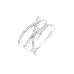 Elli Damen Fingerring "Verschlungen Kristalle 925 Silber", 56mm,mit Steinen, Silber 925 (Sterlingsilber), 12mm, wei&szlig;, Silber 925 (Sterlingsilber),