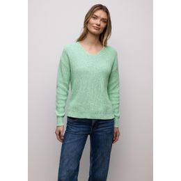 V-Ausschnitt-Pullover Street One, Damen, Gr. 36, pale mint gr&uuml;n, Web, 100% Baumwolle, unifarben, normal normal, V-Ausschnitt, Rippb&uuml;ndchen, Pullover, mit V-Ausschnitt