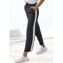 Vivance Damen Schlupfhose "mit lockerem Bein", schwarz-wei&szlig;, Gr. 36, unifarben mit Farbeinsatz, Jersey, Obermaterial: 95% Polyester, 5% Elasthan,