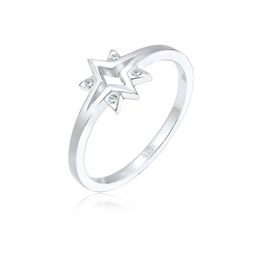Elli Damen Fingerring "Stern Glas Kristalle Wei&szlig; 925 Sterling Silber", 52mm,mit Steinen, Silber 925 (Sterlingsilber), 2mm, silber, Silber 925