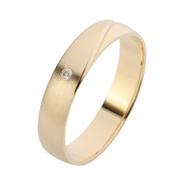 Firetti Damen Trauring "Schmuck Geschenk Gold Hochzeit Ehering Trauring "LIEBE"", 17,5, 0,01 SI = kleine Einschl&uuml;sse mit Brillant, Gelbgold 375, 4mm,