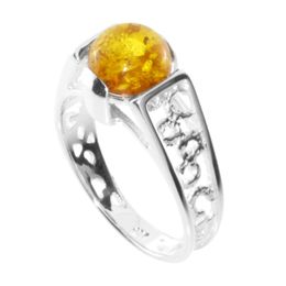 OSTSEE-SCHMUCK Damen Fingerring "- Kiruna - Silber 925/000 - Bernstein", 64, silber, Fingerringe