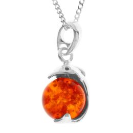 OSTSEE-SCHMUCK Damen Kette mit Anh&auml;nger "- Delphin - Silber 925/000 - Bernstein", 50, Silber 925 (Sterlingsilber), silber, Silber 925