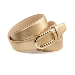Anthoni Crown Damen Lederg&uuml;rtel, gold, Gr. 90, unifarben, Rindsleder, G&uuml;rtel, Automatik Schlie&szlig;e, abgesteppte R&auml;nder, leicht bombiert