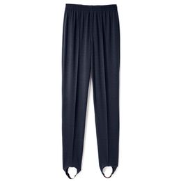 Classic Basics Damen B&uuml;gelfaltenhose, blau, Gr. 28, unifarben, 100% Polyester, Hosen