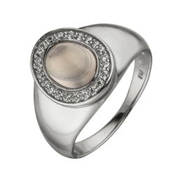 Jobo Damen Fingerring, 52, Silber 925 (Sterlingsilber), silber, Silber 925 (Sterlingsilber), Fingerringe, 925 Silber mit Rosenquarz und 22 Zirkonia