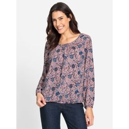 Inspirationen Damen Schlupfbluse, rosa, Gr. 44, bedruckt, gebl&uuml;mt, gemustert, mehrfarbig, 100% Viskose, Blusen
