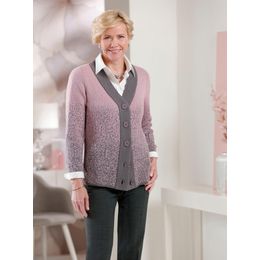 CLASSIC Damen Strickjacke, lila, Gr. 44, gemustert, mehrfarbig, 70% Polyacryl, 30% Wolle, Strickjacken