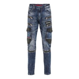 Cipo & Baxx CIPO & BAXX Herren Regular-fit-Jeans "DENIM", blau, Gr. 32, unifarben, 99% Baumwolle, 1% Elasthan, Jeans, bequeme Jeans mit auff&auml;lligen