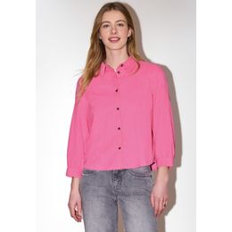 Damen Hemdbluse, pink, Gr. 44, STREET ONE STUDIO, unifarben, Web, 100% Baumwolle, Blusen, aus reiner Baumwolle
