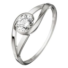 Jobo Damen Goldring, 54, Wei&szlig;gold 333, wei&szlig;, Wei&szlig;gold 333, Fingerringe, 333 Wei&szlig;gold mit Zirkonia
