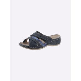 Casual Looks Damen Pantolette, Gr. 42, blau, Lederimitat, Schuhe