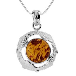 OSTSEE-SCHMUCK Damen Kette mit Anh&auml;nger "- Fischland 28x20 mm - Silber 925/000 - Bernstein", 45, Silber 925 (Sterlingsilber), silber, Silber 925