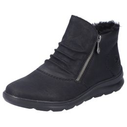 Rieker Damen Winterboots, Gr. 42, schwarz, Lederimitat, unifarben, Schuhe, Stiefelette, Warmfutter, Boots mit herausnehmbarer Textilsohle