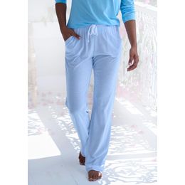s.Oliver Damen Pyjamahose, Gr. 44, blau, Single Jersey, Obermaterial: 50% Baumwolle, 50% Viskose, gestreift, Hosen, mit seitlichen Eingrifftaschen