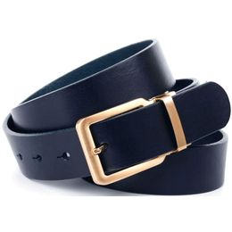 Anthoni Crown Herren Lederg&uuml;rtel, blau, Gr. 100, unifarben, Leder, G&uuml;rtel, in 4 cm breit f&uuml;r den Casual-Look