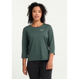 Jack Wolfskin Damen 3/4-Arm-Shirt "WILDTRAIL 3 4 W", gr&uuml;n, Gr. XS, Obermaterial: 100% POLYESTER, Shirts