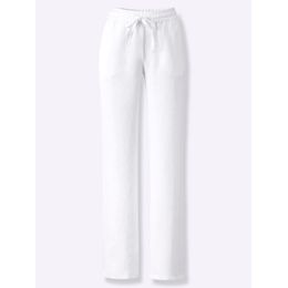 Heine Damen Schlupfhose, wei&szlig;, Gr. 42, unifarben, 100% Leinen, Hosen
