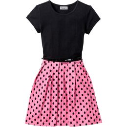 bonprix M&auml;dchen Jerseykleid "Jerseykleid mit Baumwolle", schwarz, Gr. 140, Obermaterial: 95% Baumwolle, 5% Elasthan, Kleider, mit Baumwolle, Regular