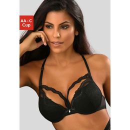 Damen Push-up-BH, Petite Fleur Gold, Gr. 70, schwarz, Spitze, Obermaterial: 60% Polyamid, 35% Polyester, 5% Elasthan, BHs, mit herausnehmbaren